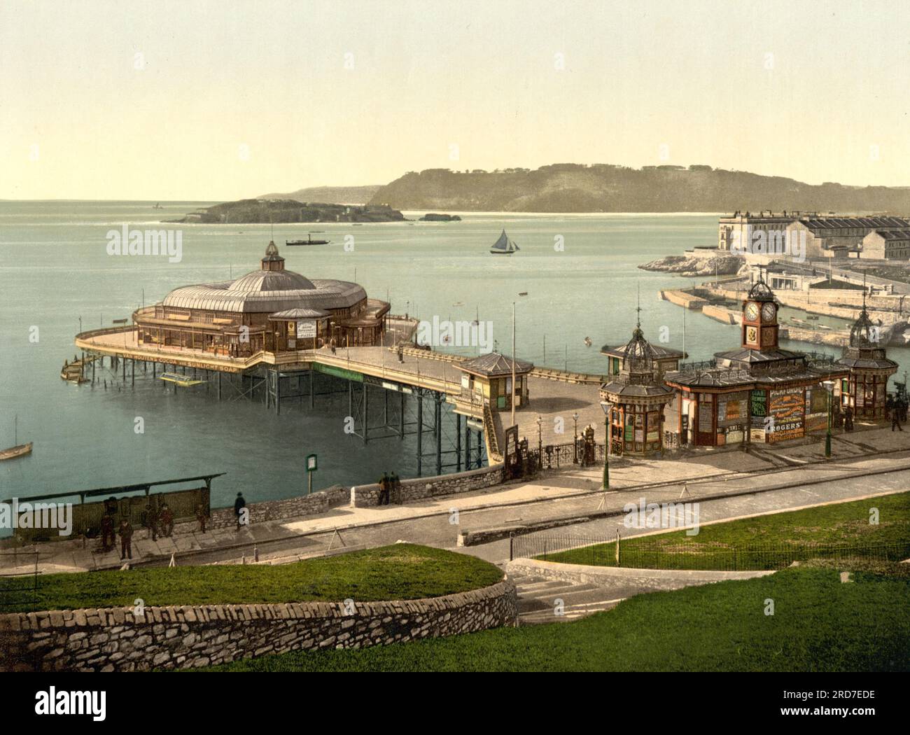 The Pier, with Drake's Island, Plymouth, port city and unitary ...