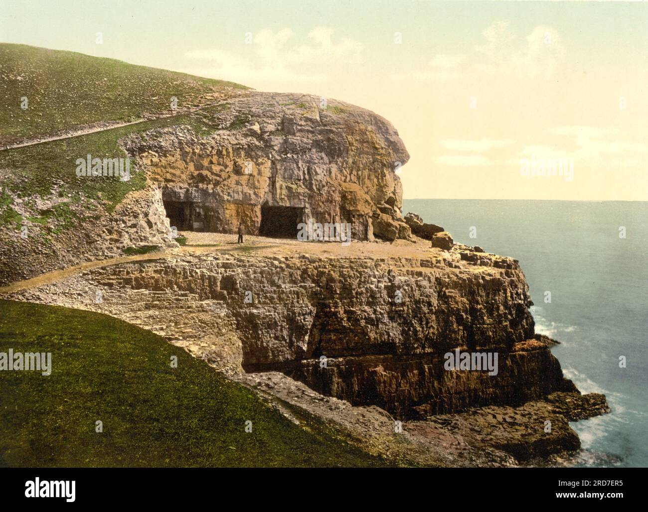Tilly Whim Caves, Swanage, England, 1895, Historical, digital improved ...