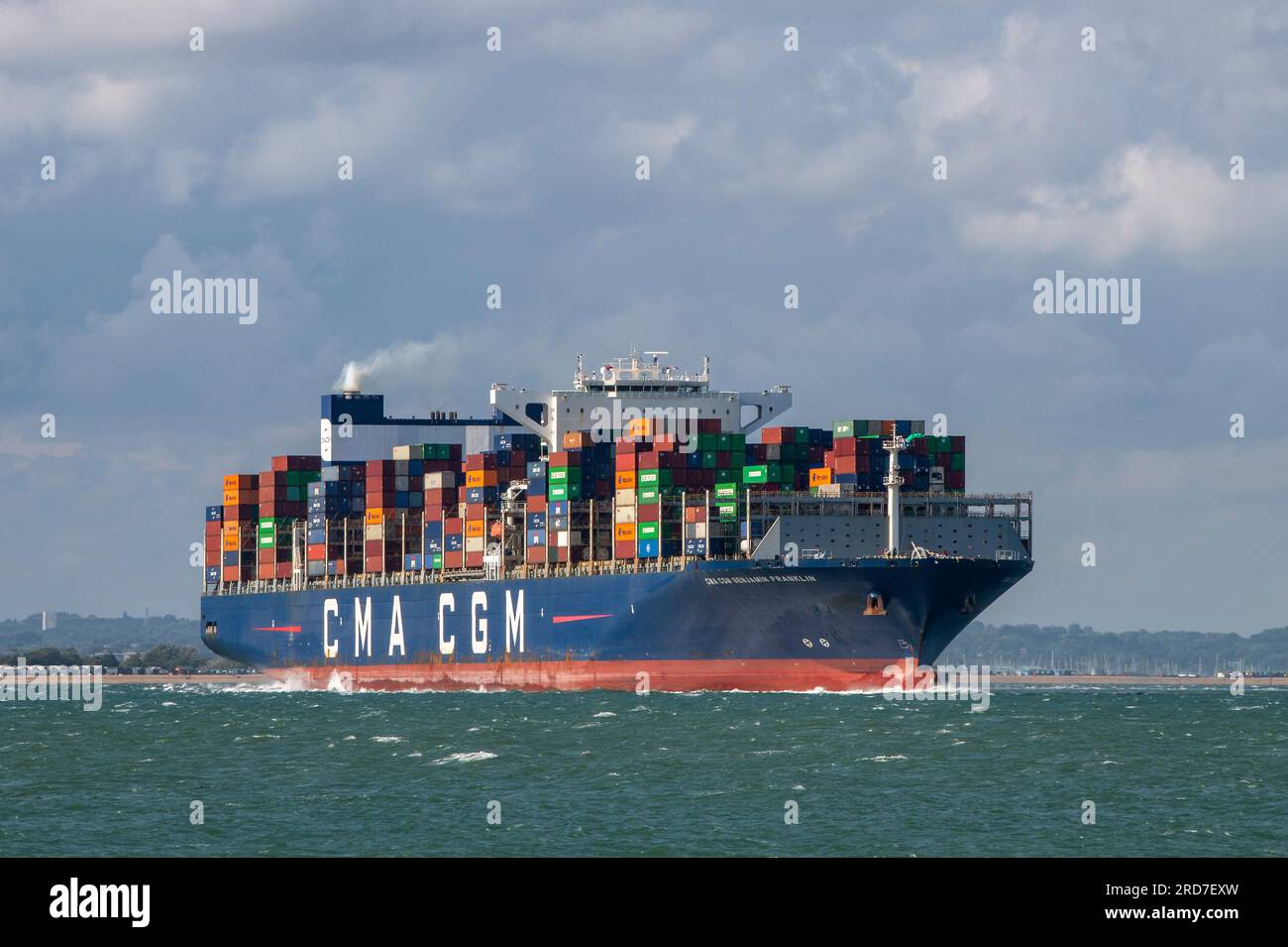 large container ship leaving the port of southampton docks in the thorn ...
