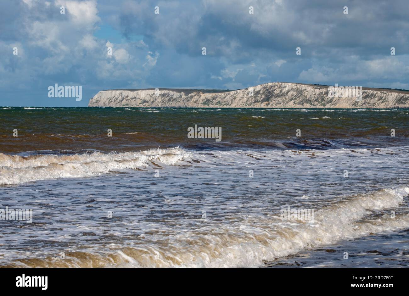 waves breaking on the beach at compton bay, isle of wight, uk Stock ...