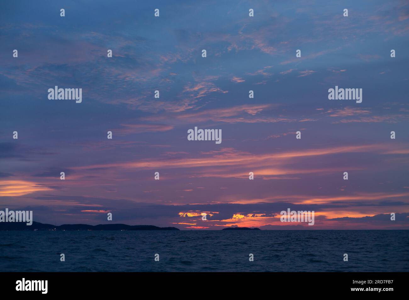 Raging Sea with Sunset Sky Background Stock Photo - Alamy