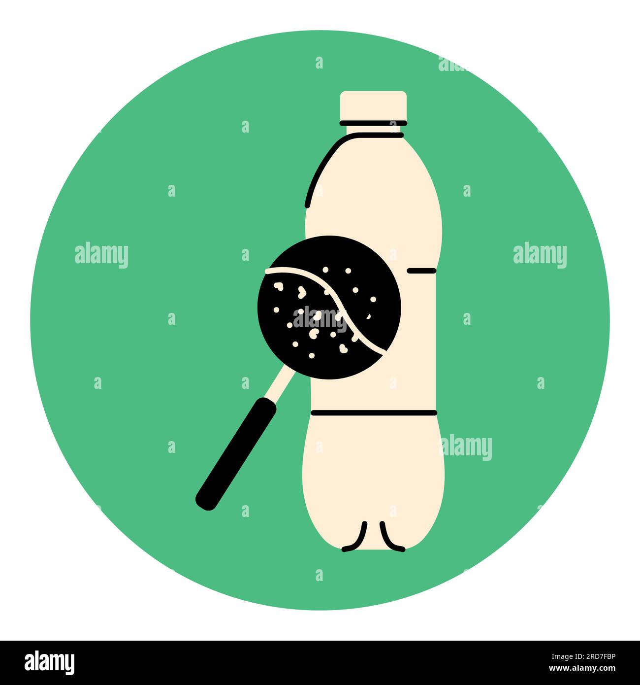 Microplastic in water bottle black line icon. Ocean pollution ...