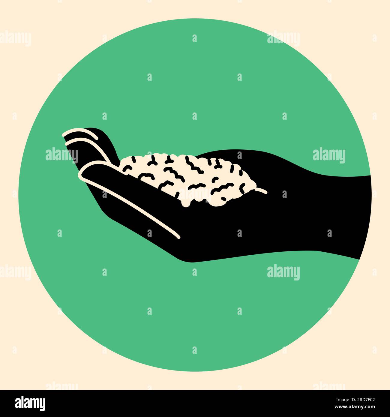 Hand holding polymer granules black line icon. Ecology pollution ...