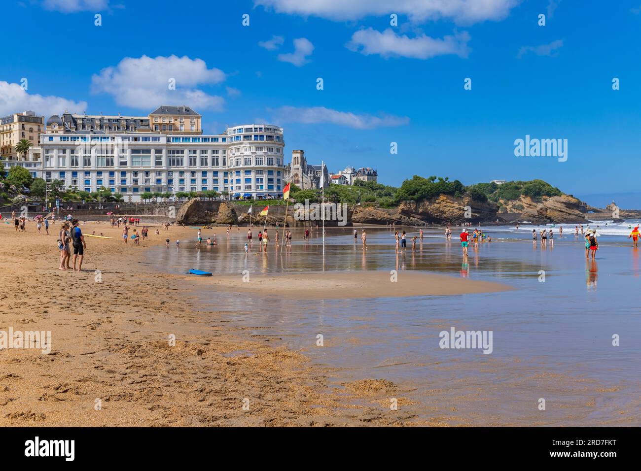 Biarritz, France, July 03, 2023: People at the Grande Plage in the ...