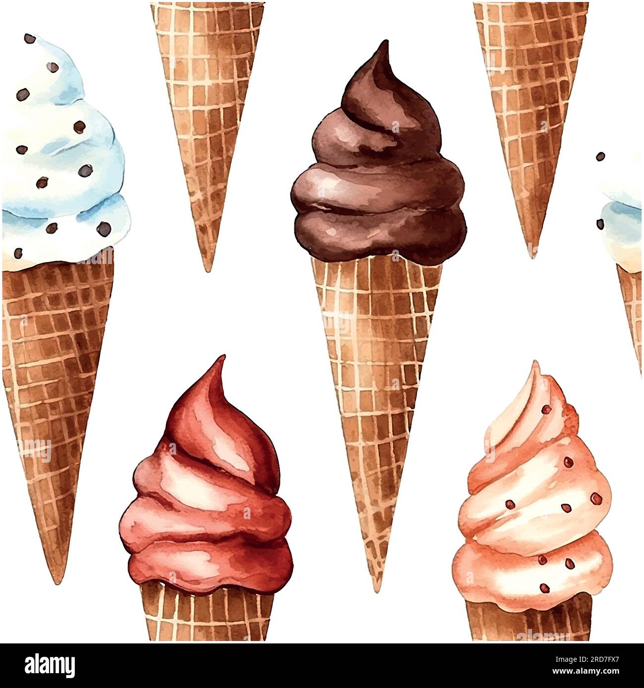 Vintage ice cream pattern watercolor, great design for any purposes ...