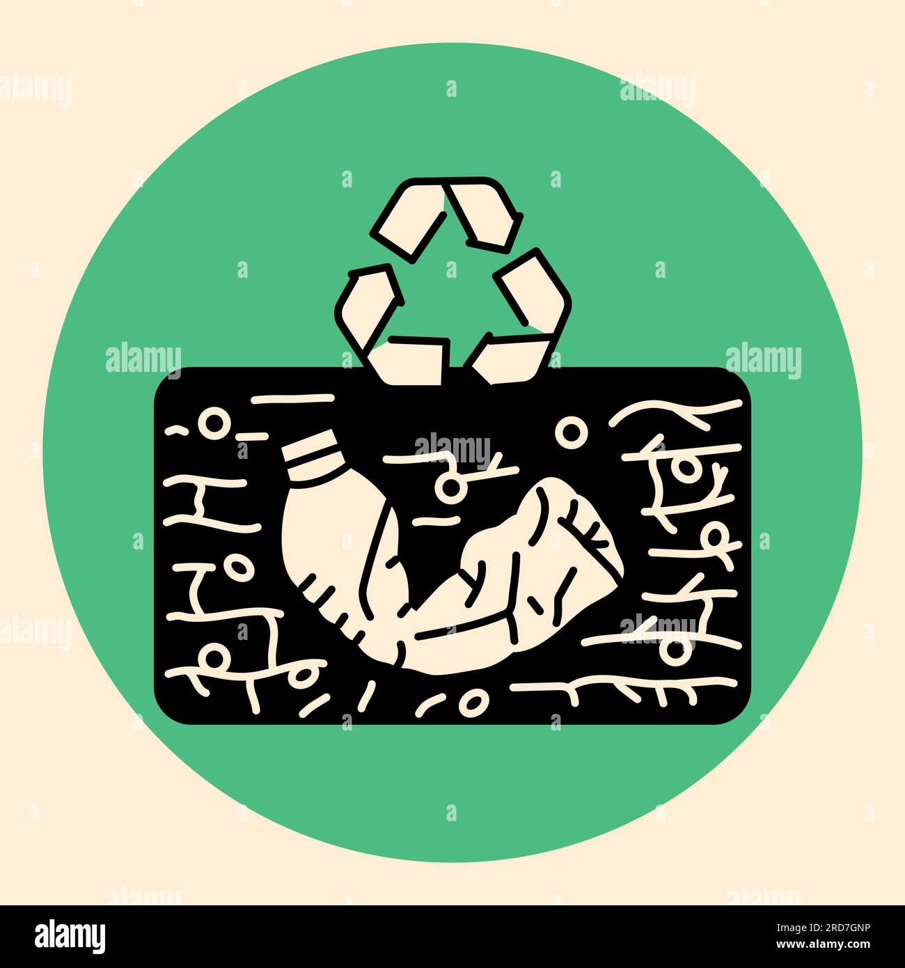 Recycling waste black line icon. Pictogram for web page, mobile app ...