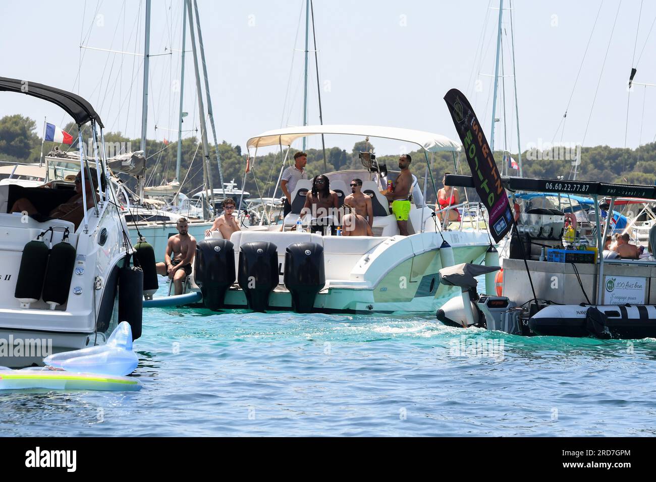 Cannes, France. 14th July, 2023. Tourists between the two islands in ...