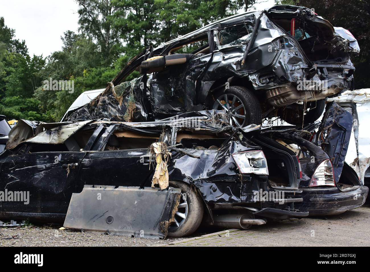 Cars after the fleed disaster in Schleiden 14th july 2021 Stock Photo ...