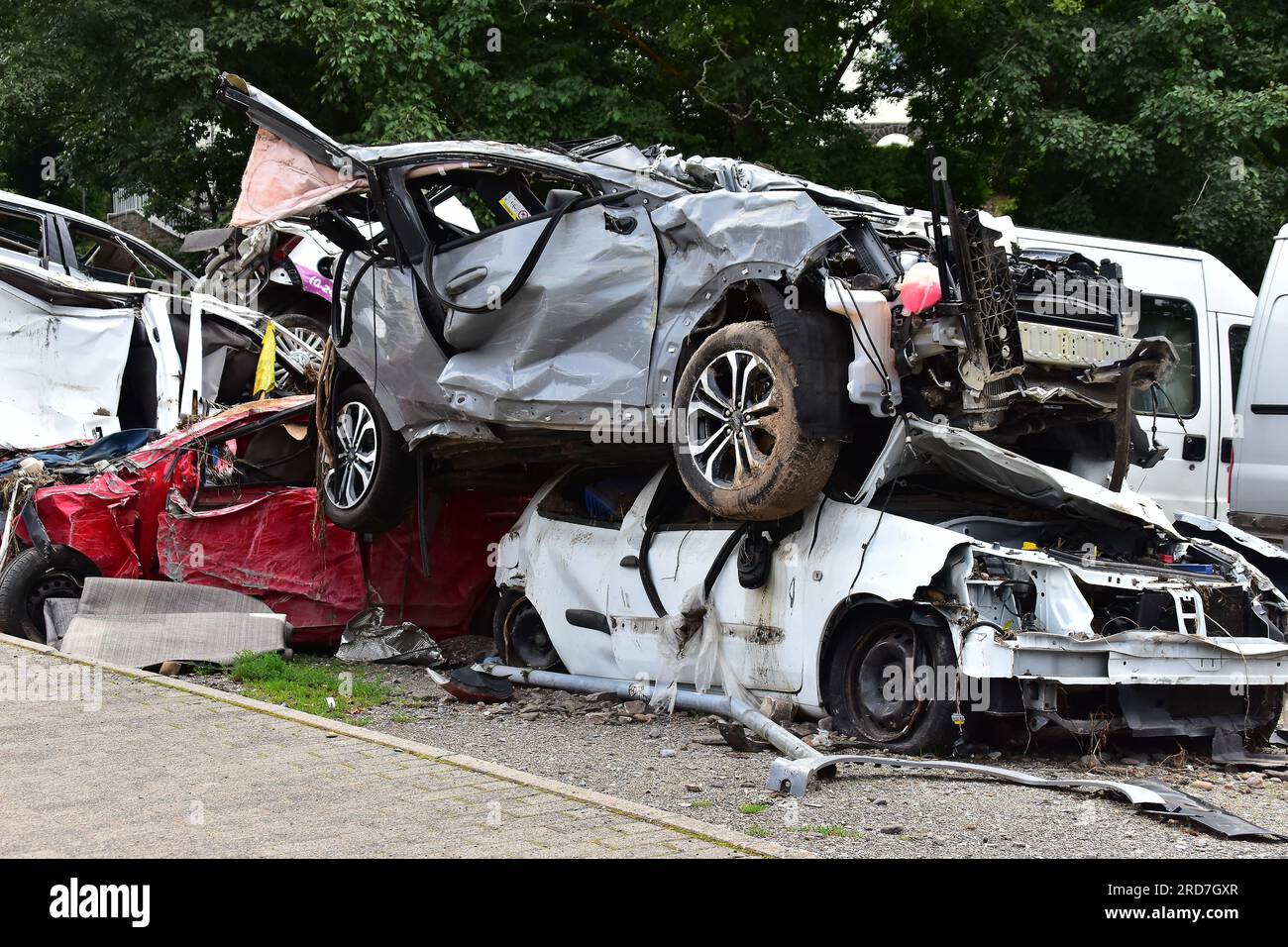 Cars after the fleed disaster in Schleiden 14th july 2021 Stock Photo ...