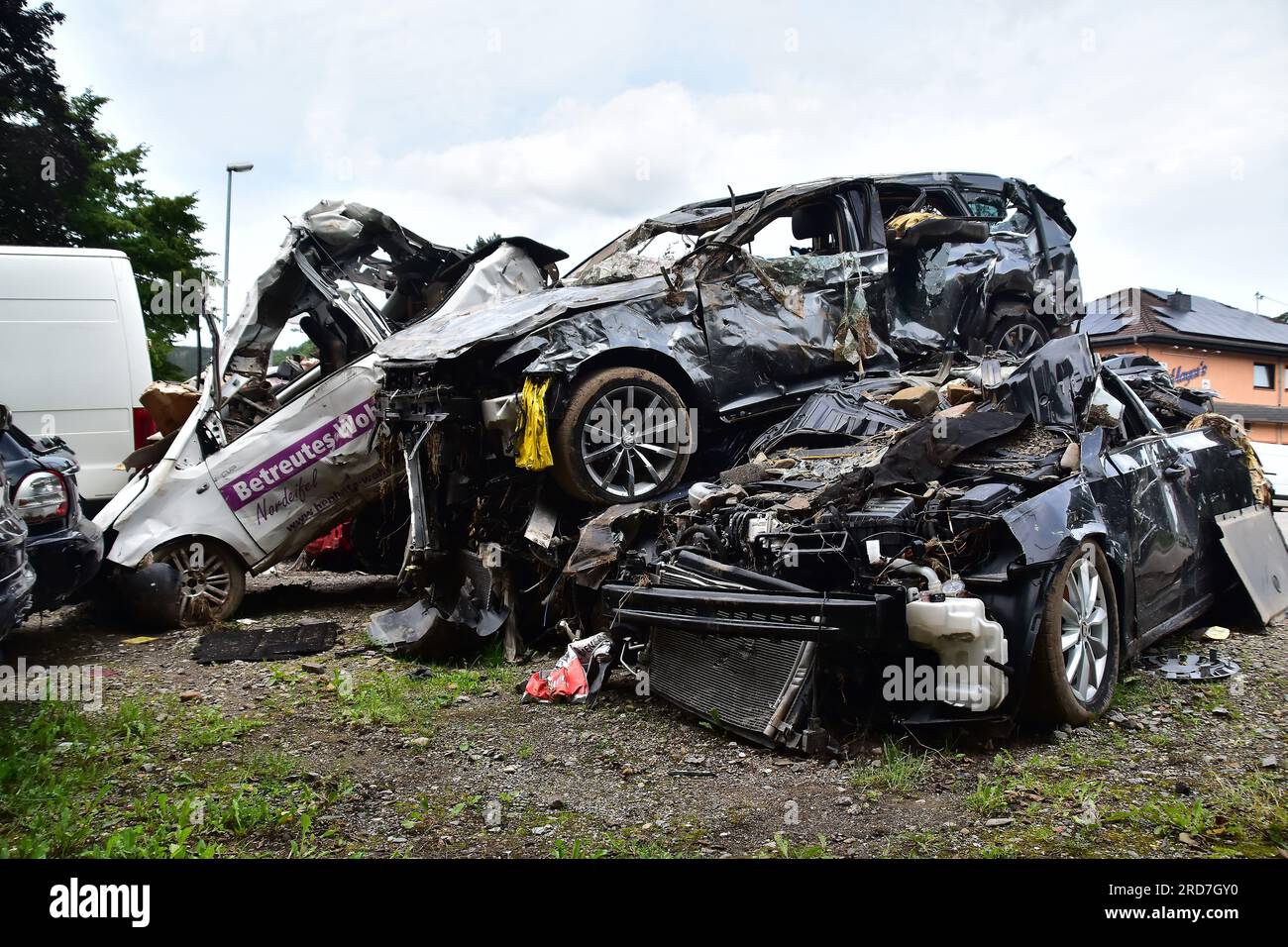 Cars after the fleed disaster in Schleiden 14th july 2021 Stock Photo ...