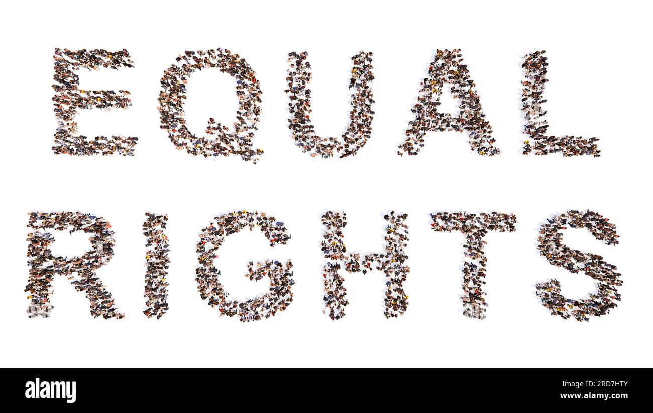 Concept conceptual large community of people forming the message EQUAL ...