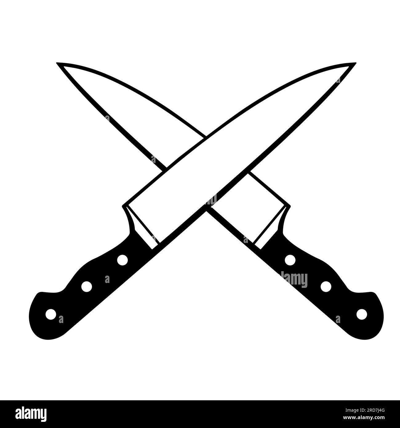 Cross chef knives on white background. Isolated illustration Stock ...