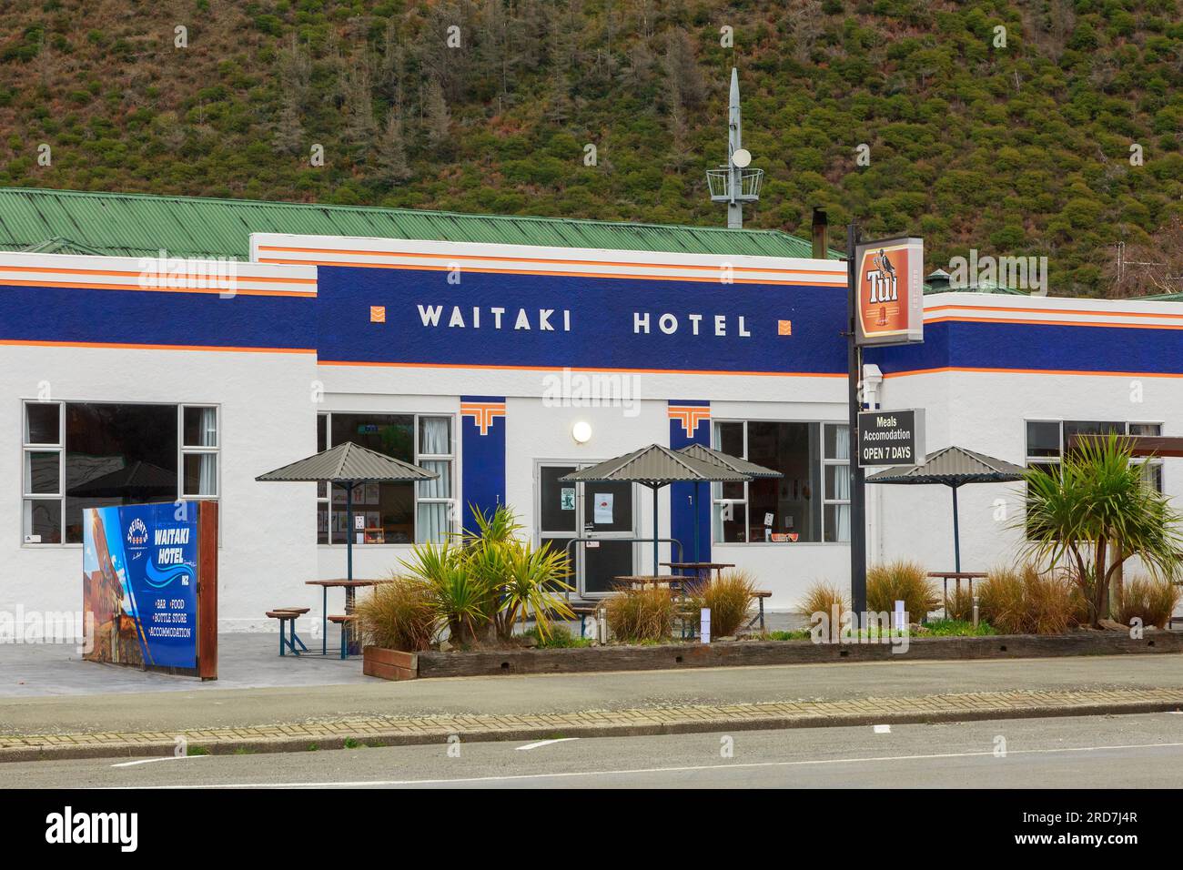 The Waitaki Hotel, a historic 1940s Art Deco building in the small town ...