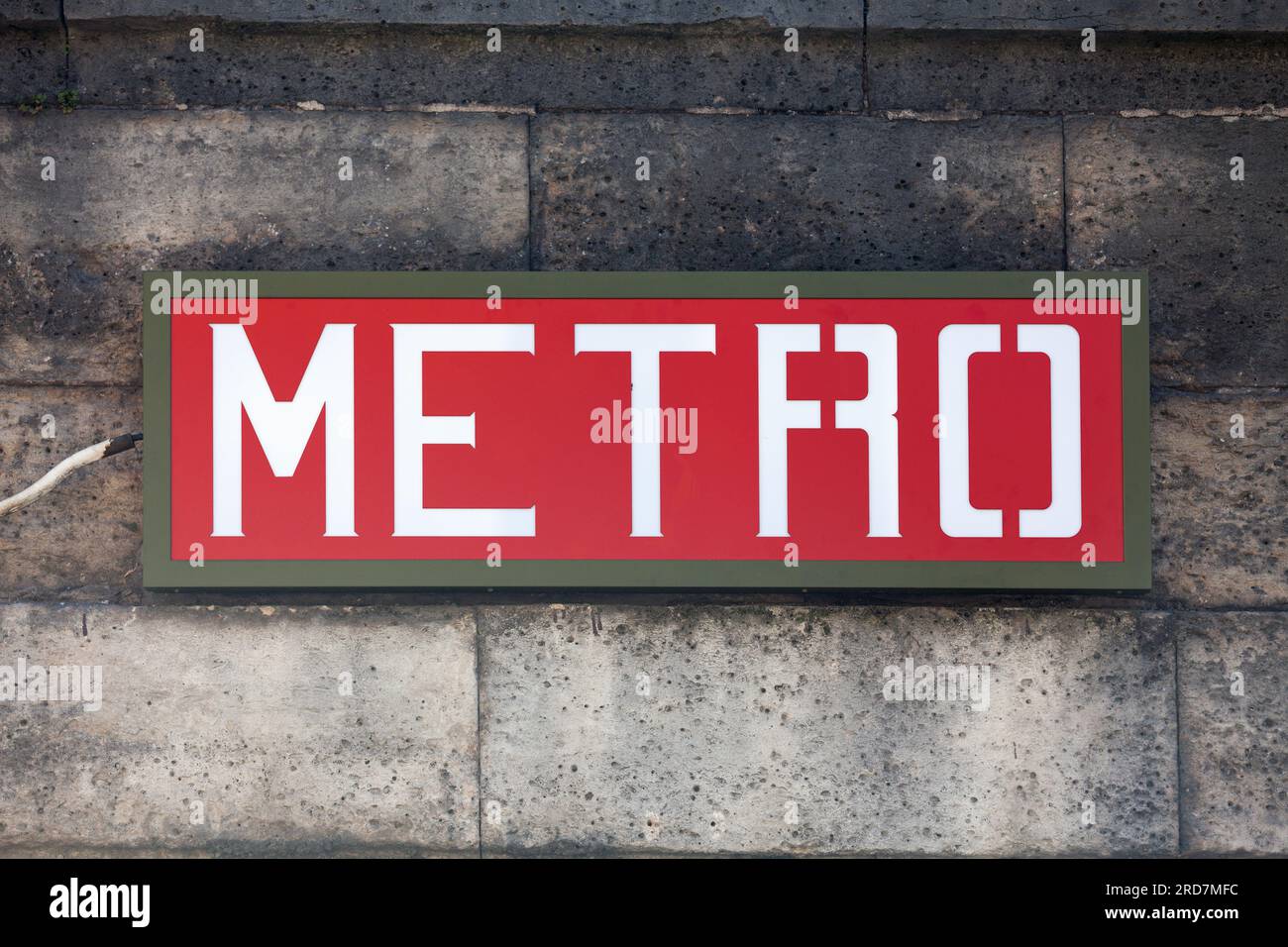 Traditional Metro sign outside of a subway station in Paris Stock Photo ...