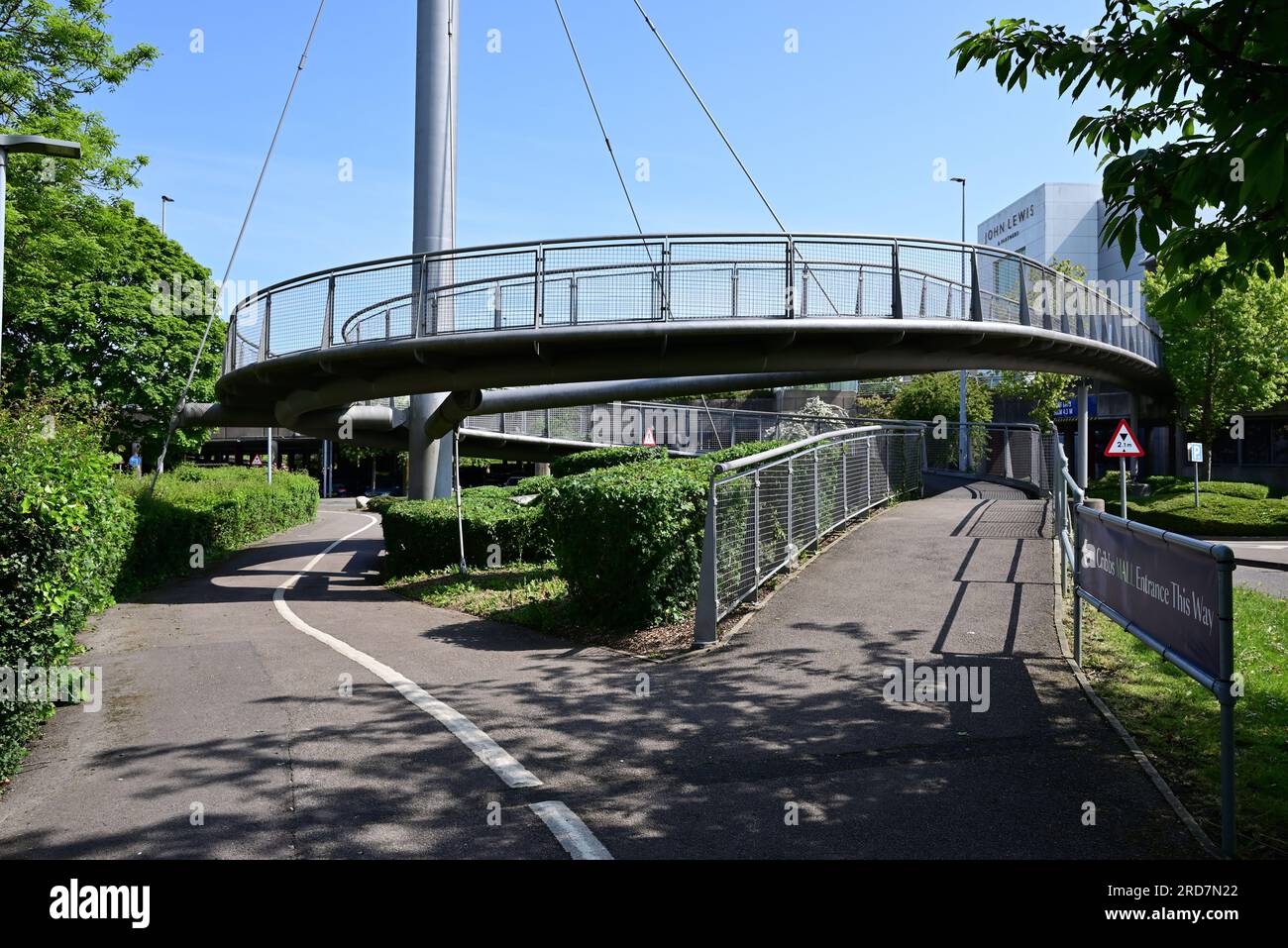 A circular footbridge at The Mall shopping centre, Cribbs Causeway ...