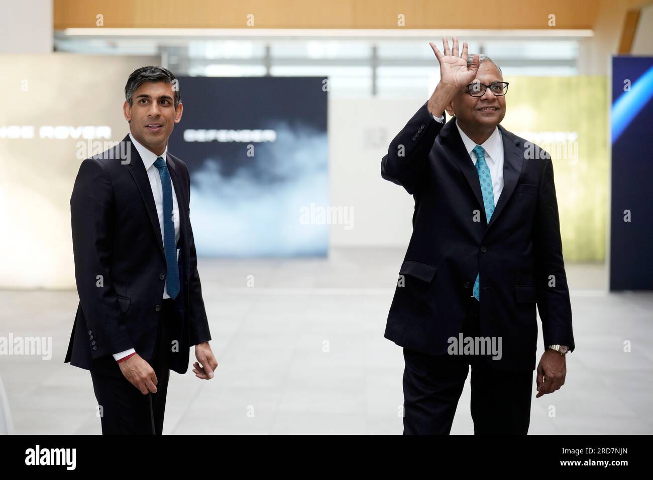 Prime Minister Rishi Sunak (left) with Tata Sons Chairman, Natarajan ...