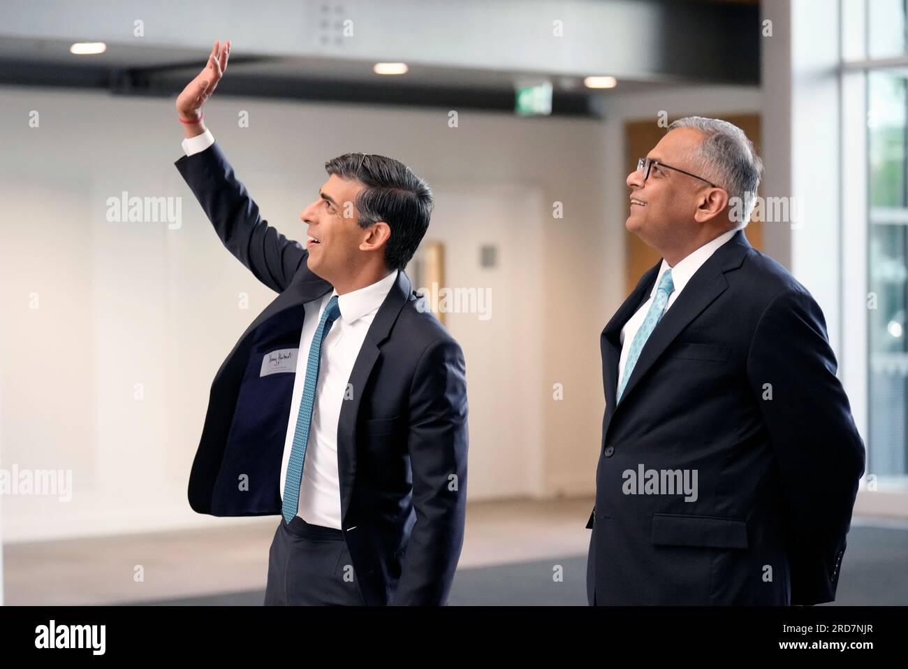 Prime Minister Rishi Sunak (left) with Tata Sons Chairman, Natarajan ...