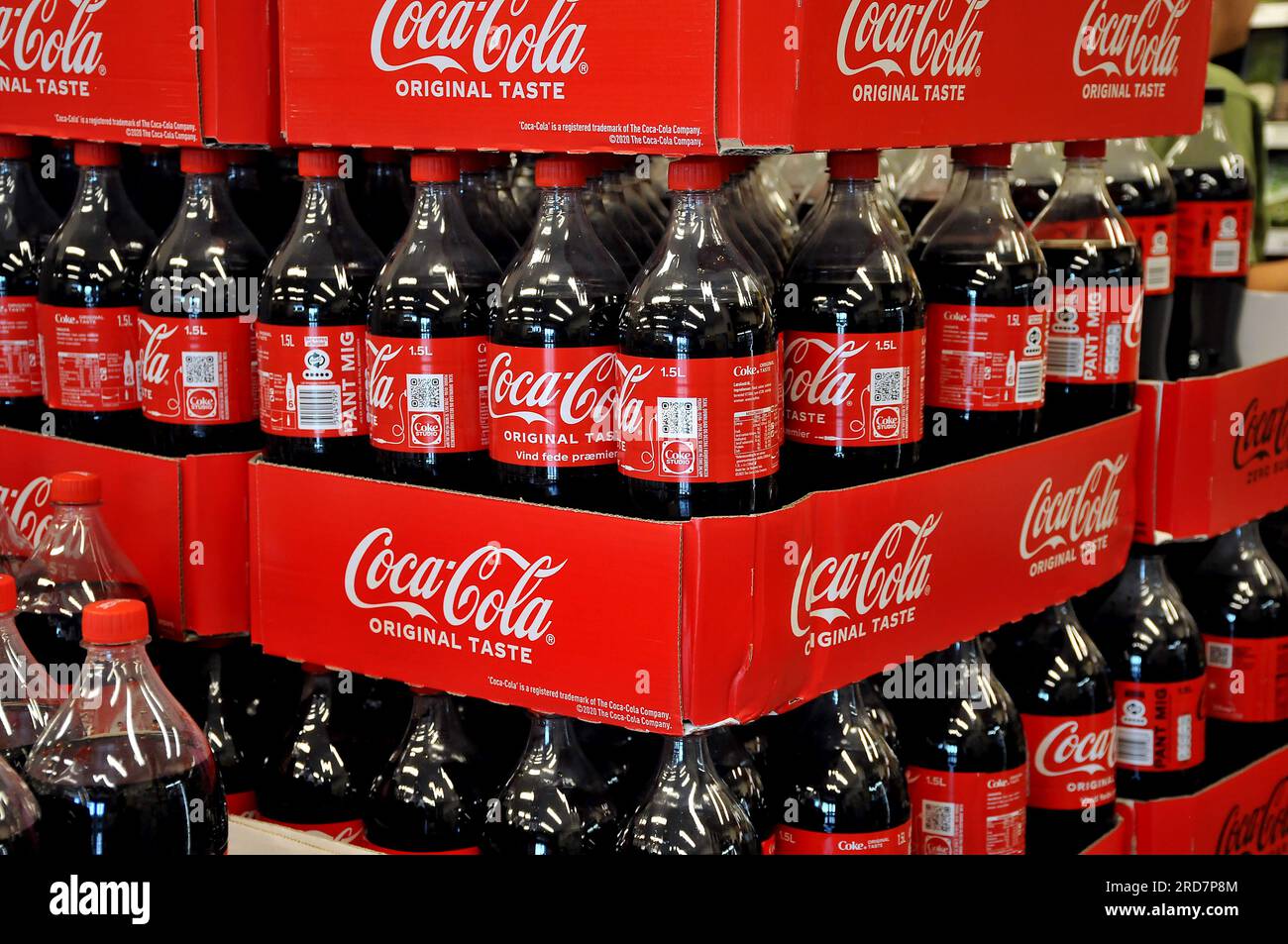 19 July 2023/Ccoca cola bottel displace for sale in danish grocery ...