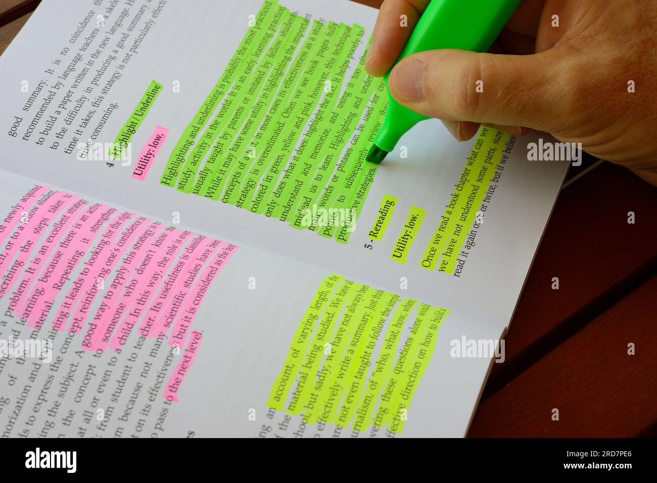 Wrong technique to use highlighting technique to study Stock Photo - Alamy