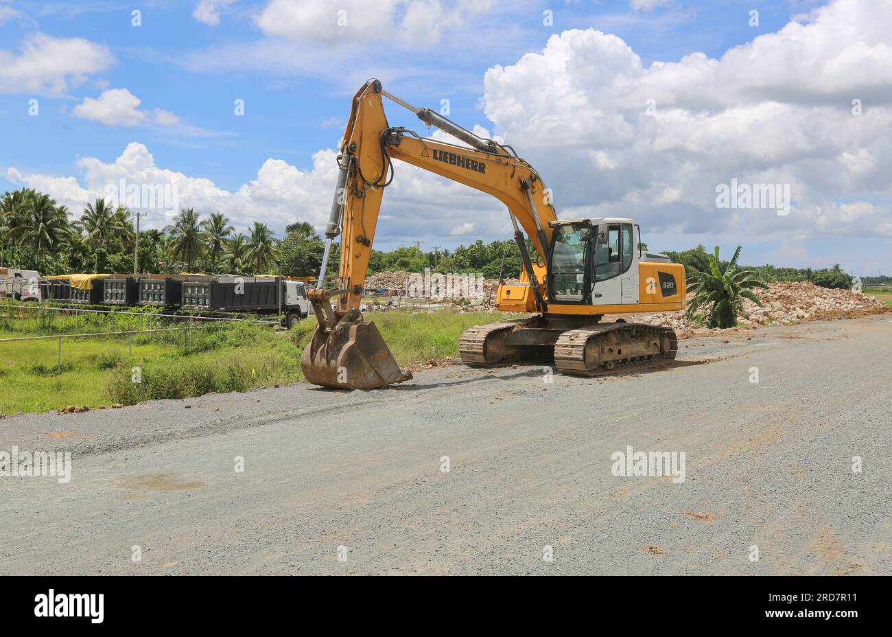 Tiaong, Philippines. July 19, 2023 : Work in progress on one of the ...