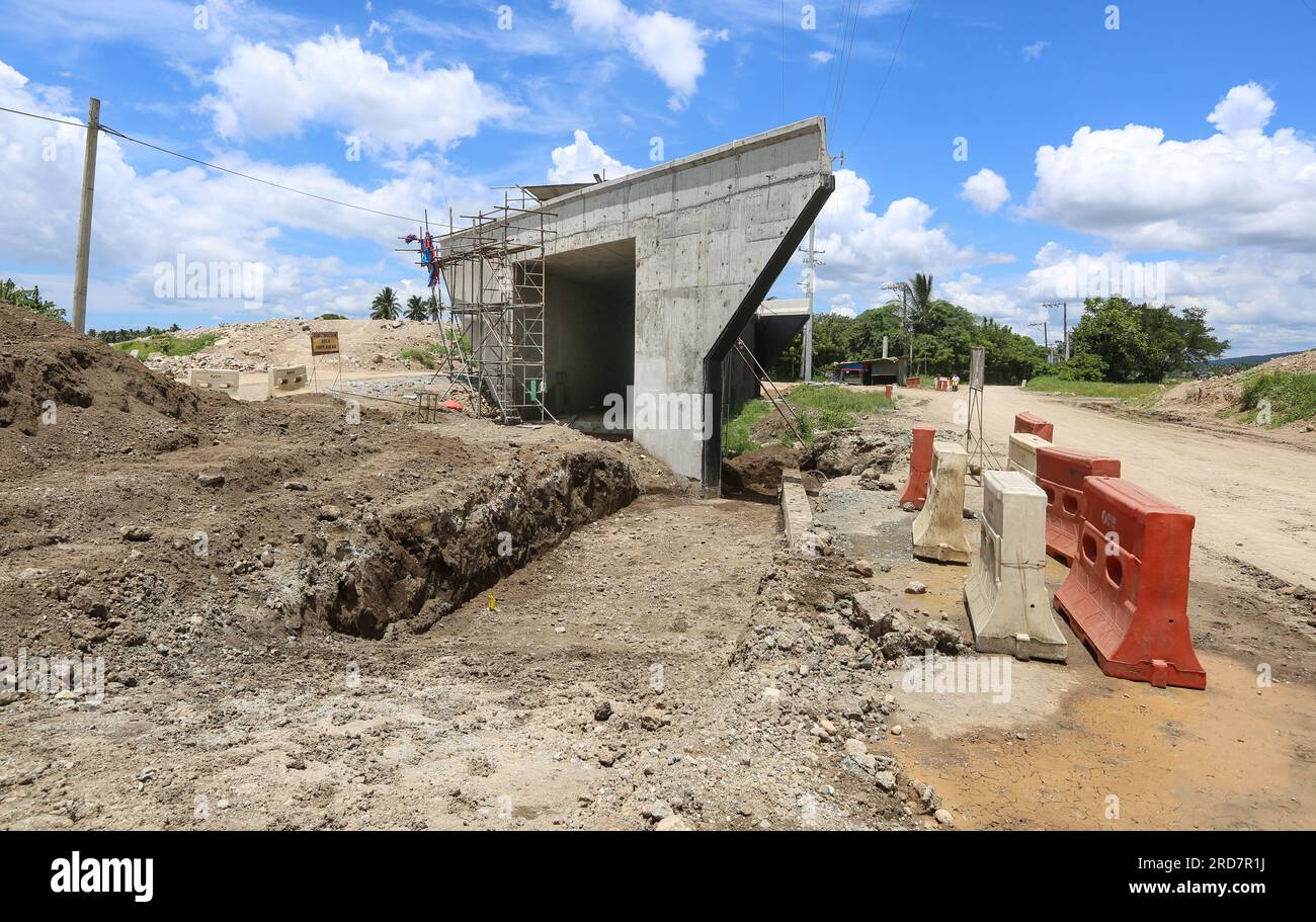 Tiaong, Philippines. July 19, 2023 : Work in progress on one of the ...