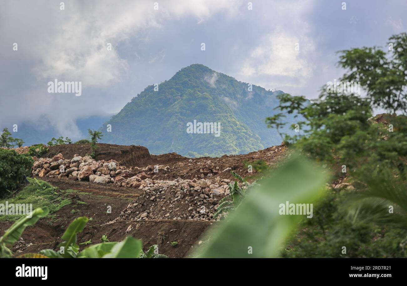 Malepunyo Mountains Range, Philippines. July 19, 2023 : Peak and quarry ...