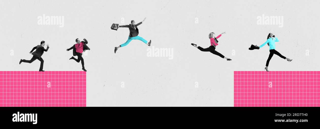 Ambitious and motivated employees overcoming difficulties and teaching ...