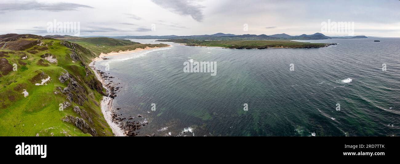 Aerial view of the Five Fingers Strand in County Donegal, Ireland Stock ...