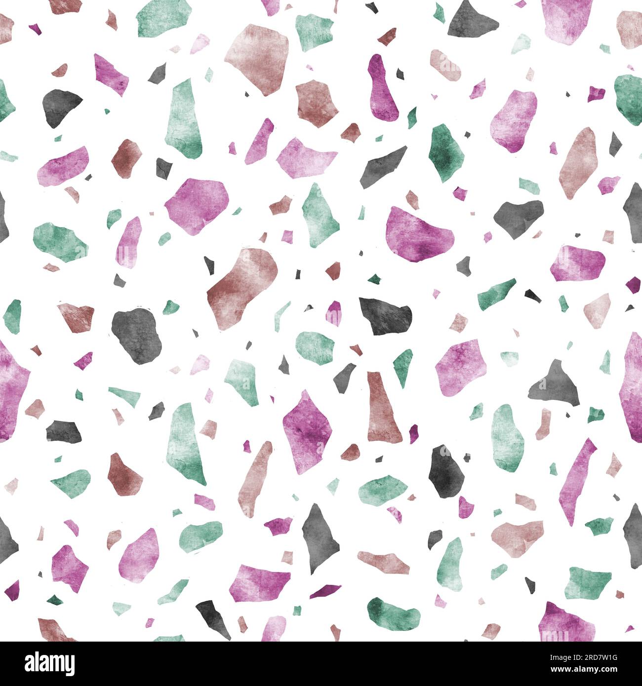 Abstract italian terrazzo seamless pattern. Scattered multicolor stones ...