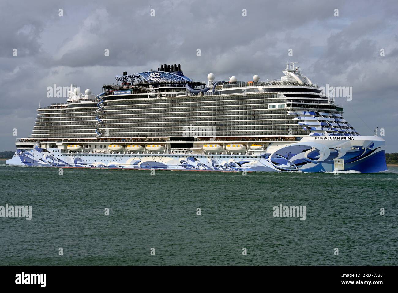 Cruise Liner Norwegian Prima is seen passing Calshot Castle leaving ...