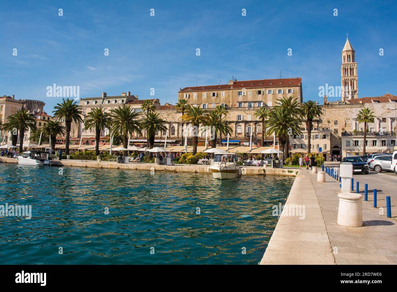The historic Riva waterfront in the centre of Split, Croatia. Lined ...