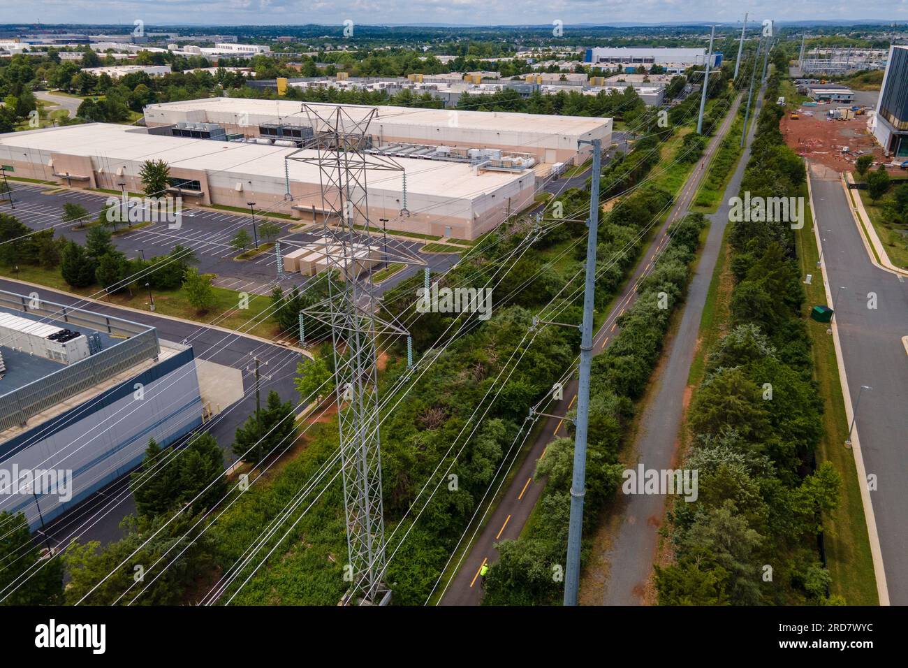 High-voltage transmission lines provide electricity to data centers in ...