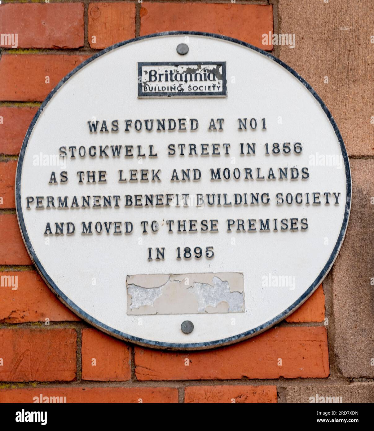 Heritage plaque for Britannia Building Society on historic building in ...