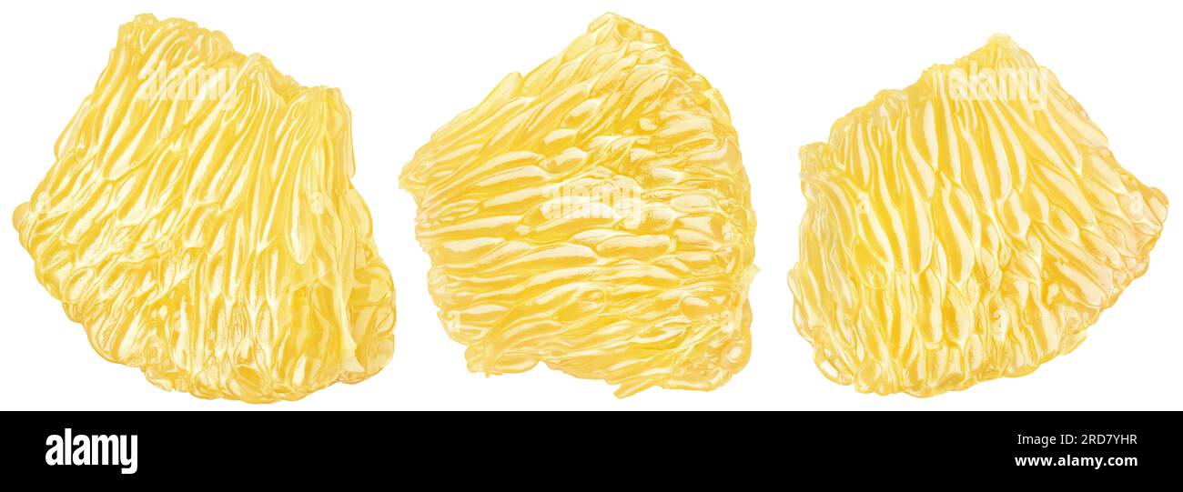 Set of flesh of pomelo citrus fruit isolated on white background with ...