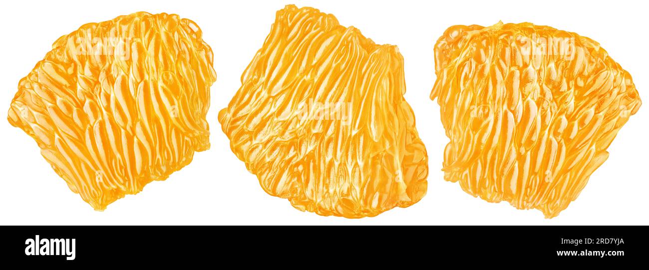 Flesh of orange clementine citrus fruit isolated on white background ...