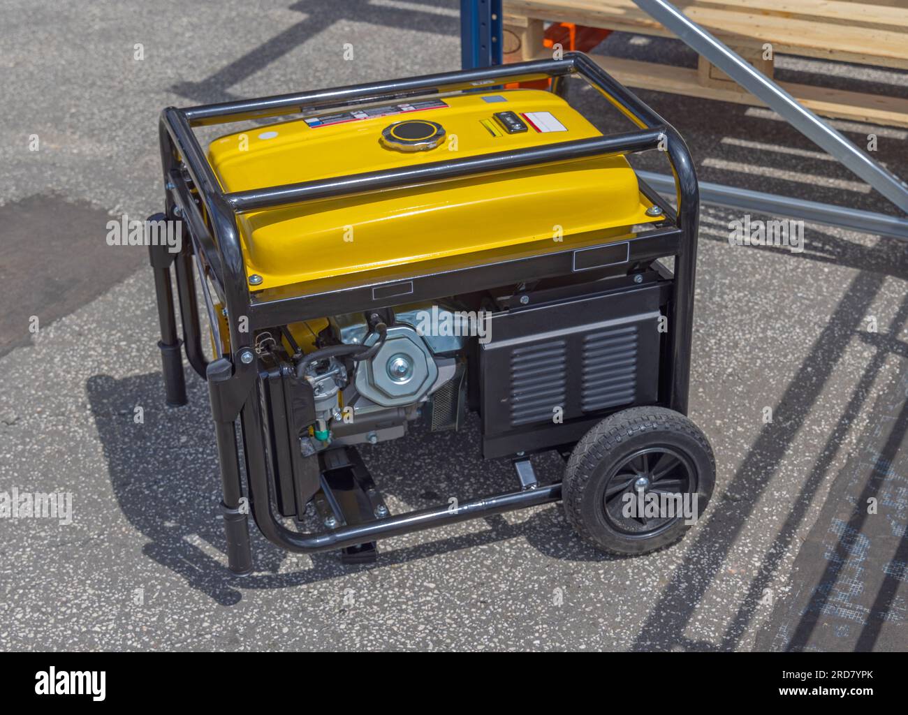 Gasoline Powered Portable Standby Electric Generator With Wheels Stock ...