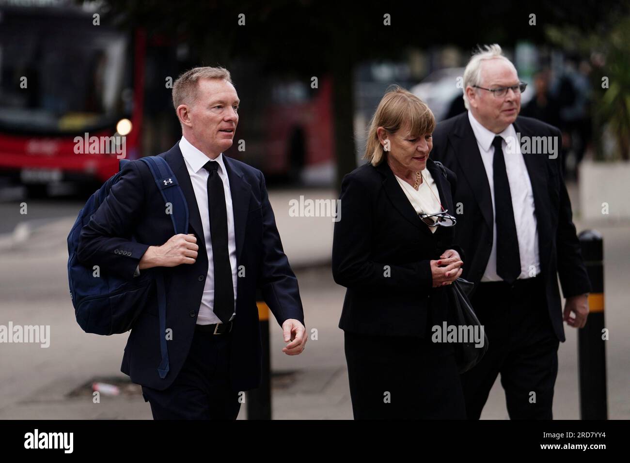 Chris Bryant (left) with Adam Boulton and Anji Hunter arriving for the ...