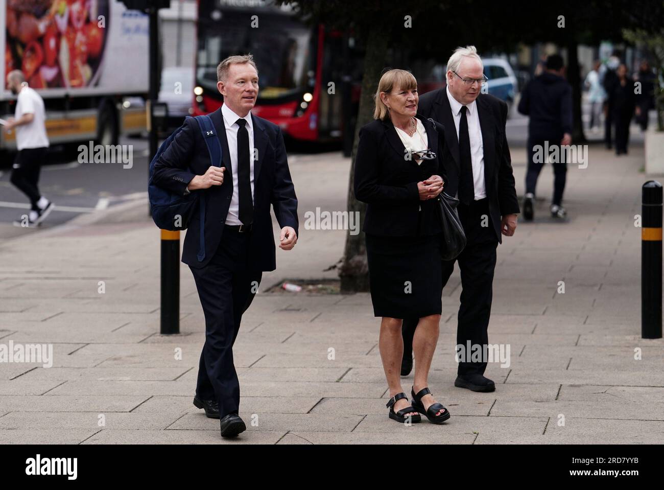 Chris Bryant (left) with Adam Boulton and Anji Hunter arriving for the ...