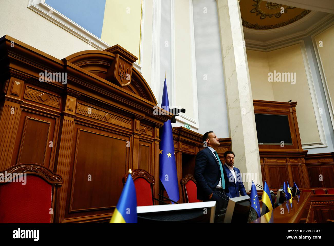 Taoiseach Leo Varadkar (left) inside the Verkhovna Rada, in Kyiv ...