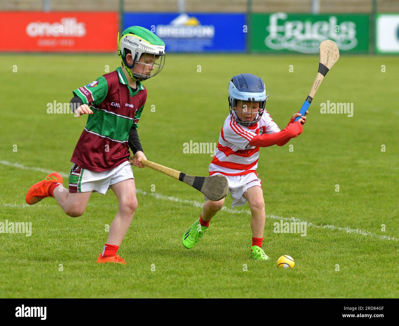 Primary school children playing hurling at Owenbeg Centre of Excellence ...