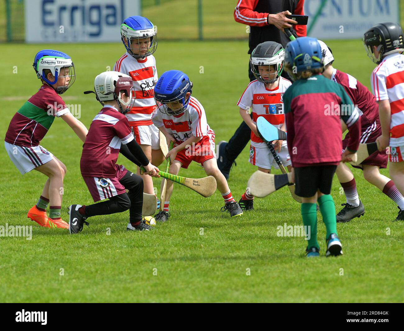 Primary school children playing hurling at Owenbeg Centre of Excellence ...