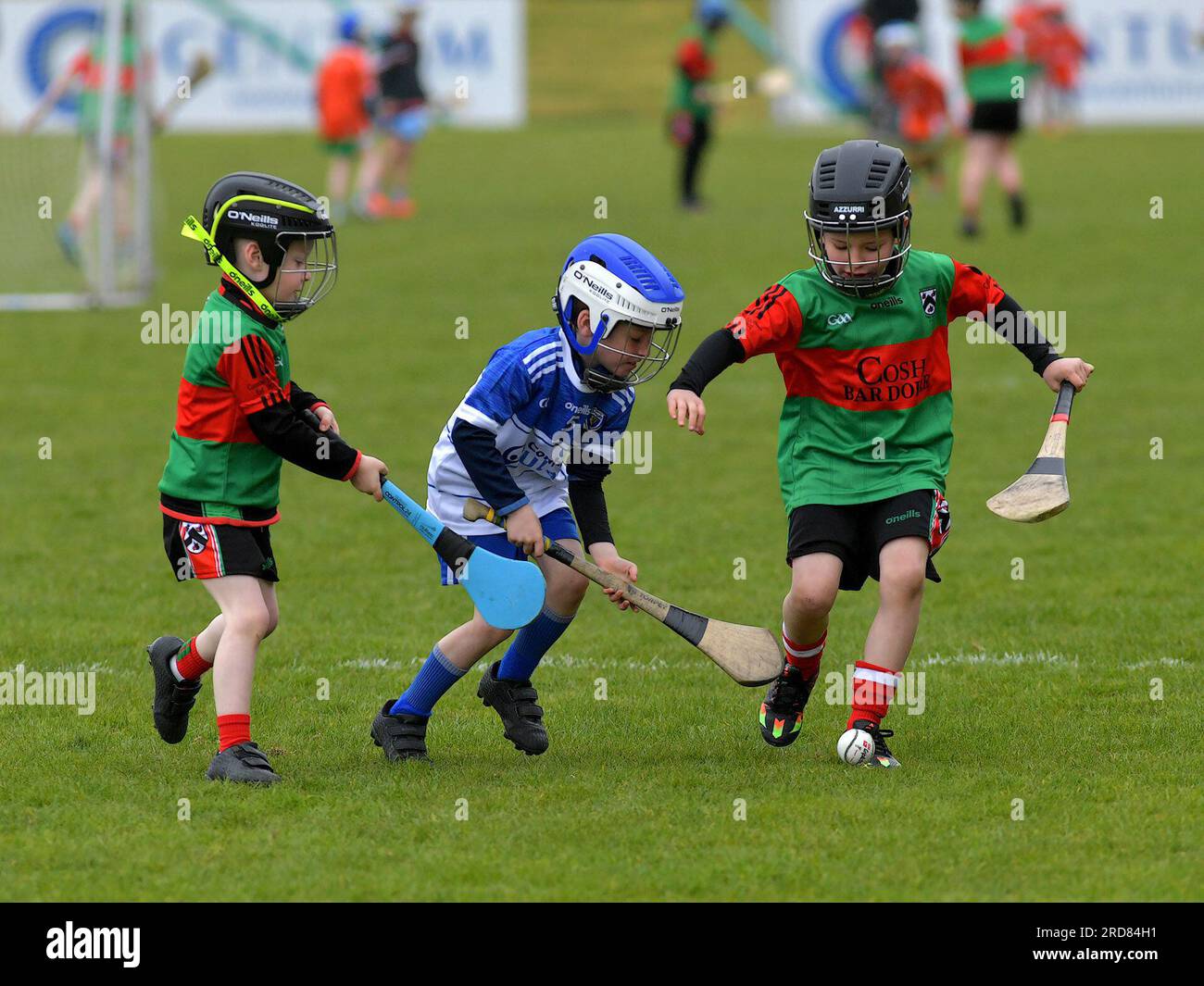 Primary school children playing hurling at Owenbeg Centre of Excellence ...