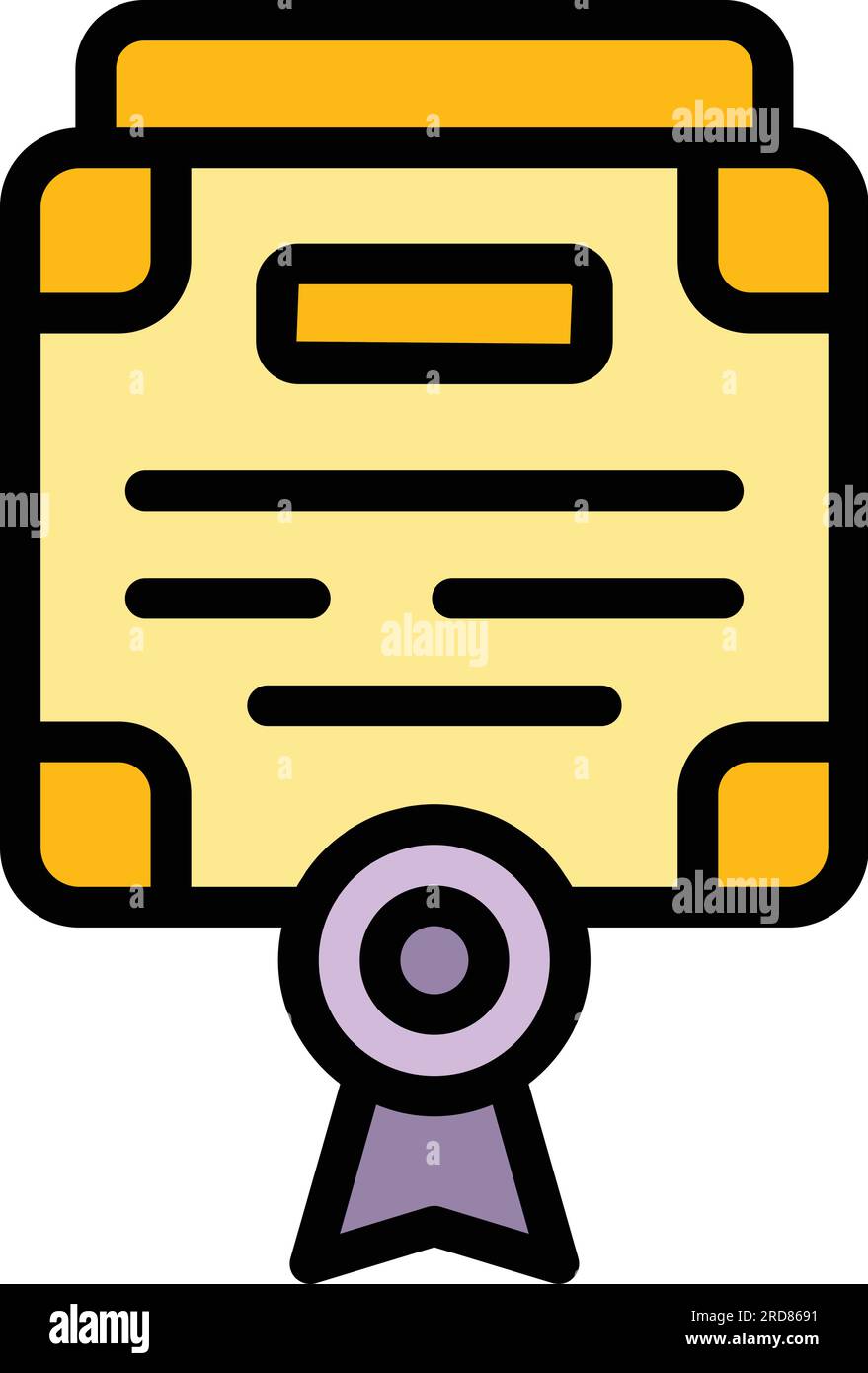 Diploma icon outline vector. Frame certificate. Template award color ...