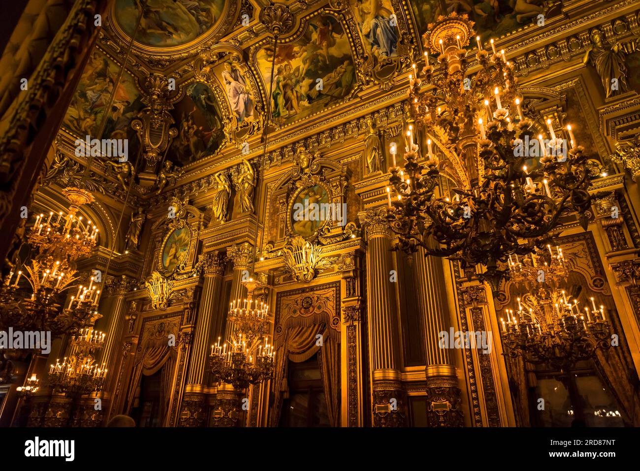 Grand Foyer, Extravagant interior of the Palais Garnier, a famous Opera ...
