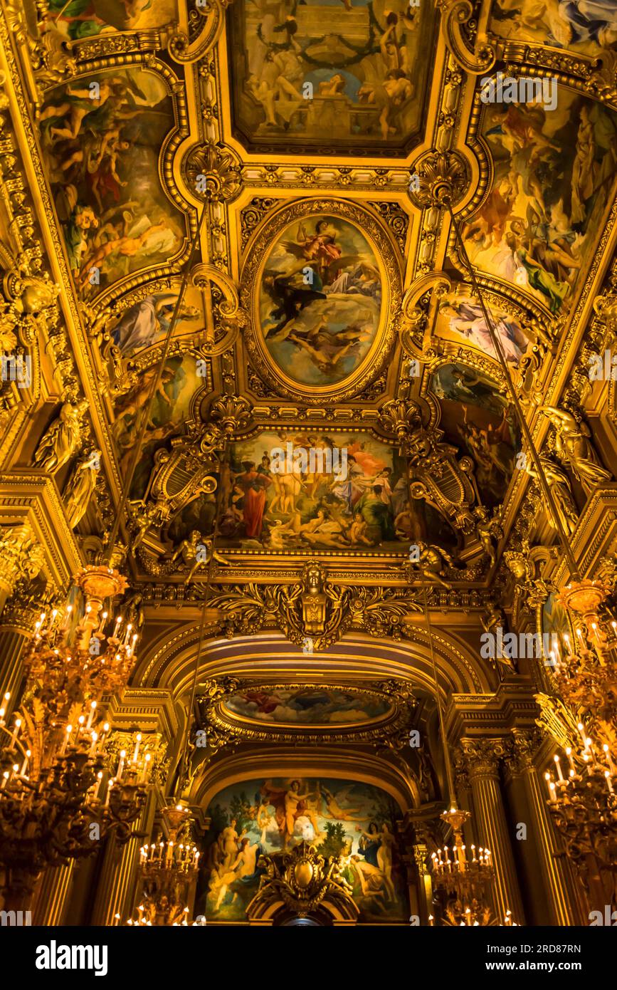 Grand Foyer, Extravagant interior of the Palais Garnier, a famous Opera ...