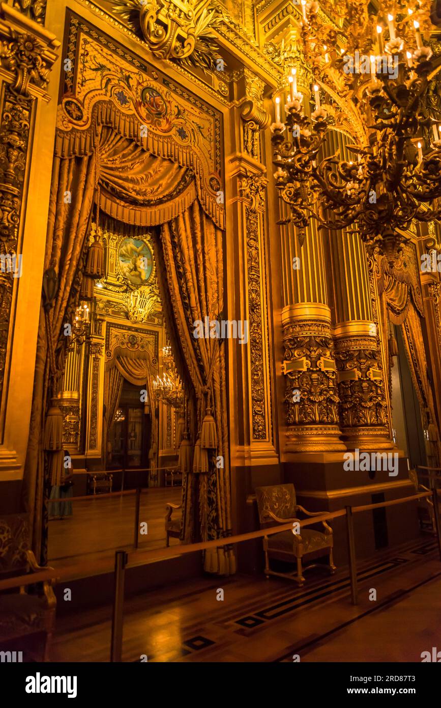 Grand Foyer, Extravagant interior of the Palais Garnier, a famous Opera ...