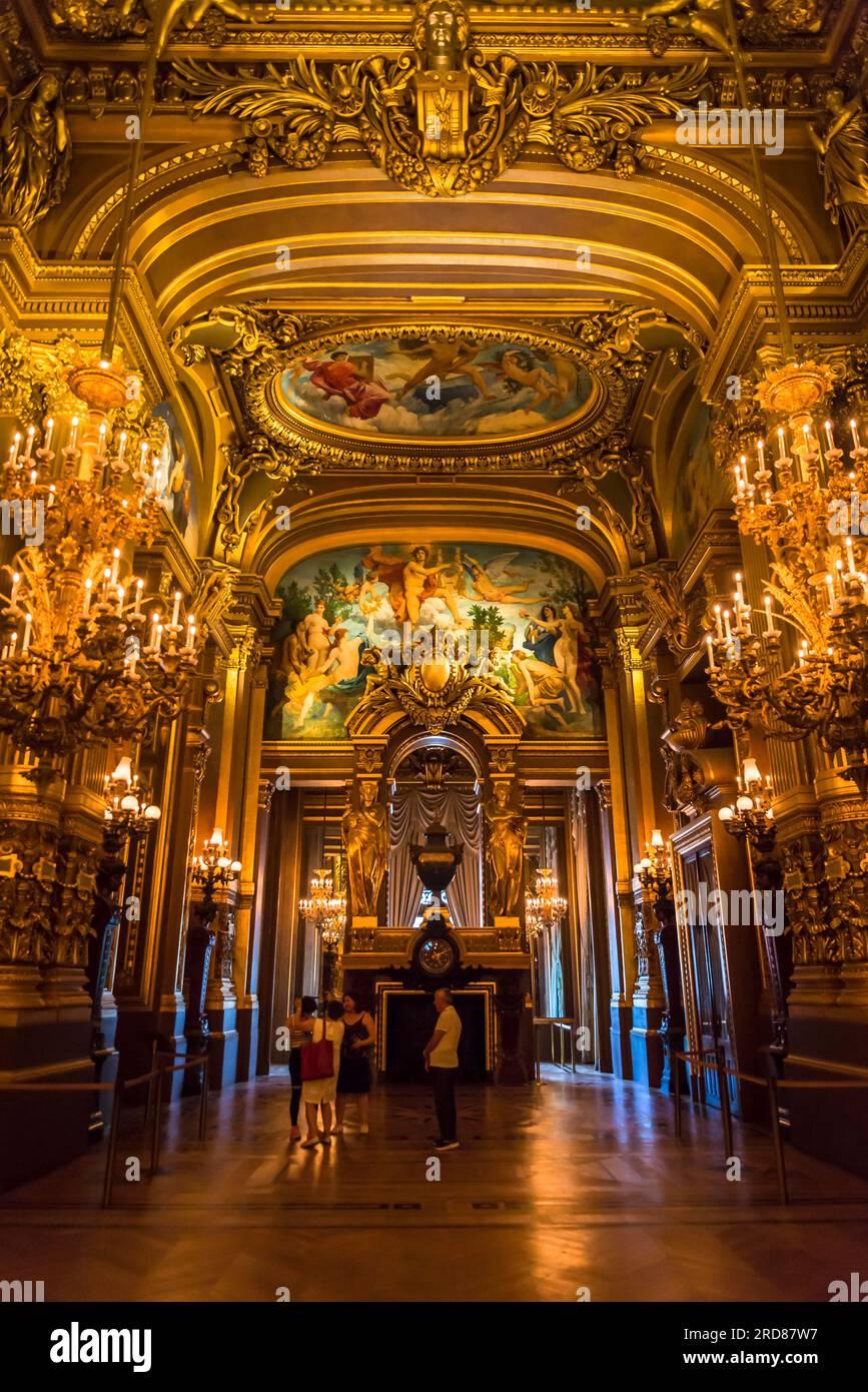 Grand Foyer, Extravagant interior of the Palais Garnier, a famous Opera ...
