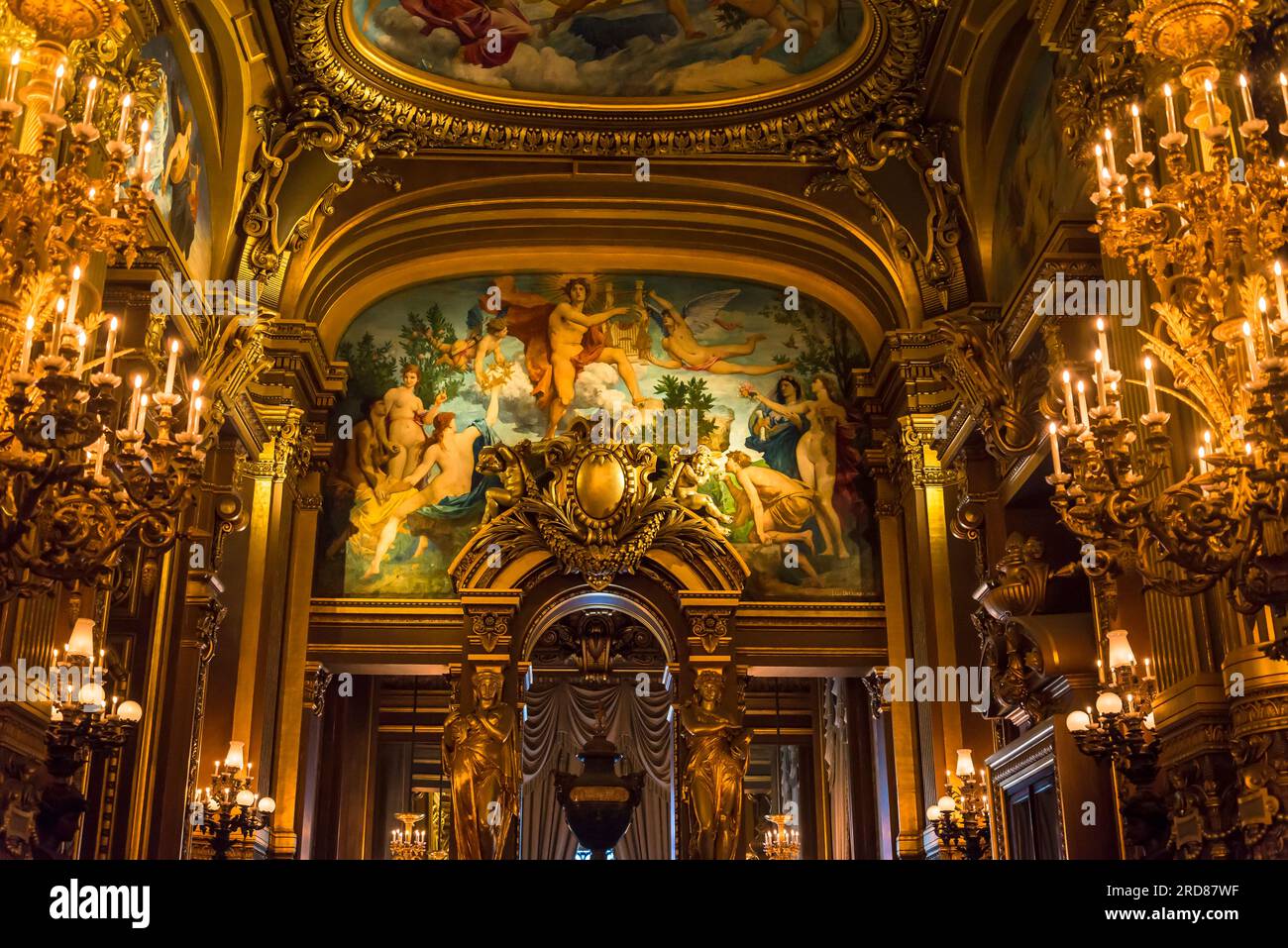 Grand Foyer, Extravagant interior of the Palais Garnier, a famous Opera ...