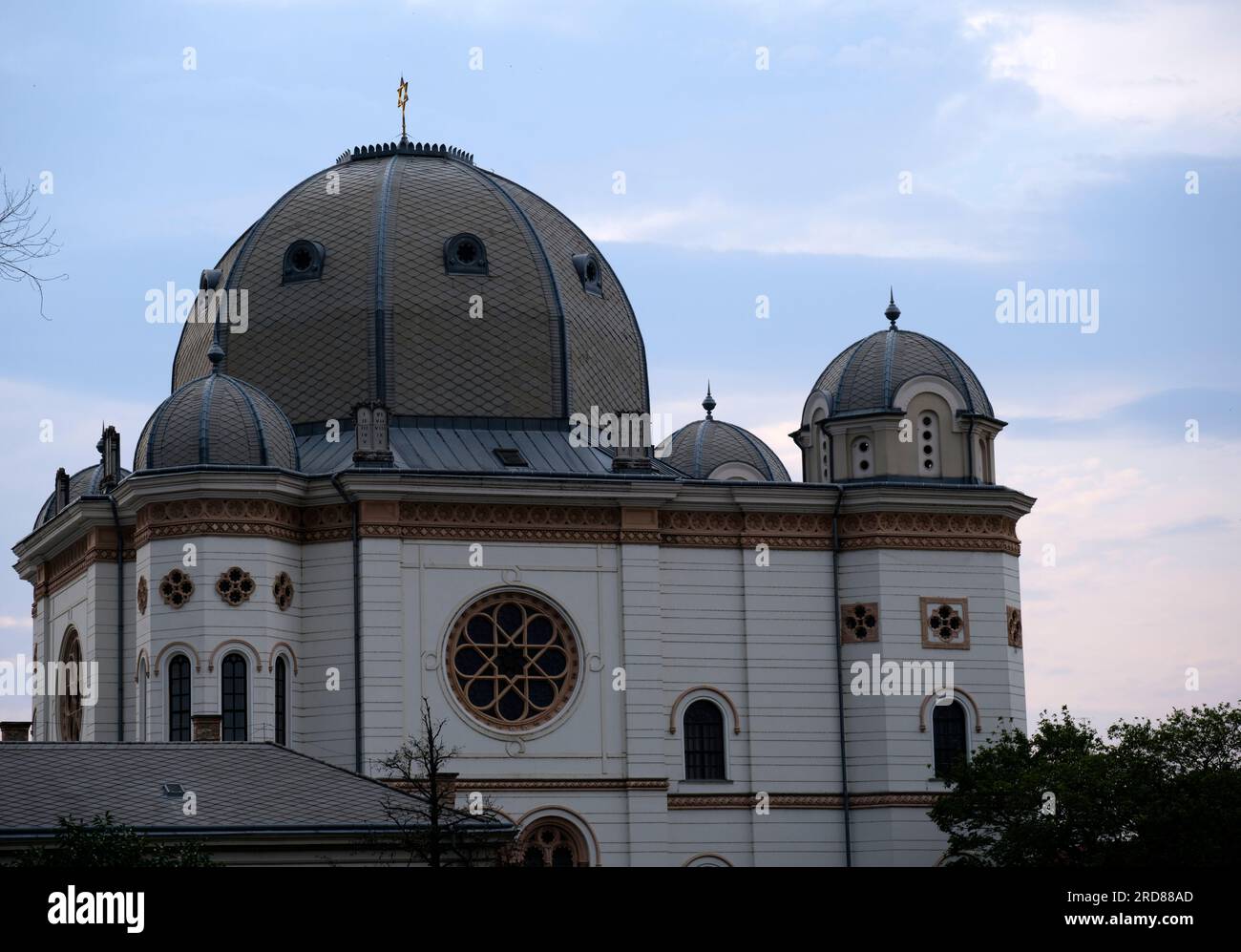 The synagogue from outside in the Beautiful city of Gyor in Hungaru ...