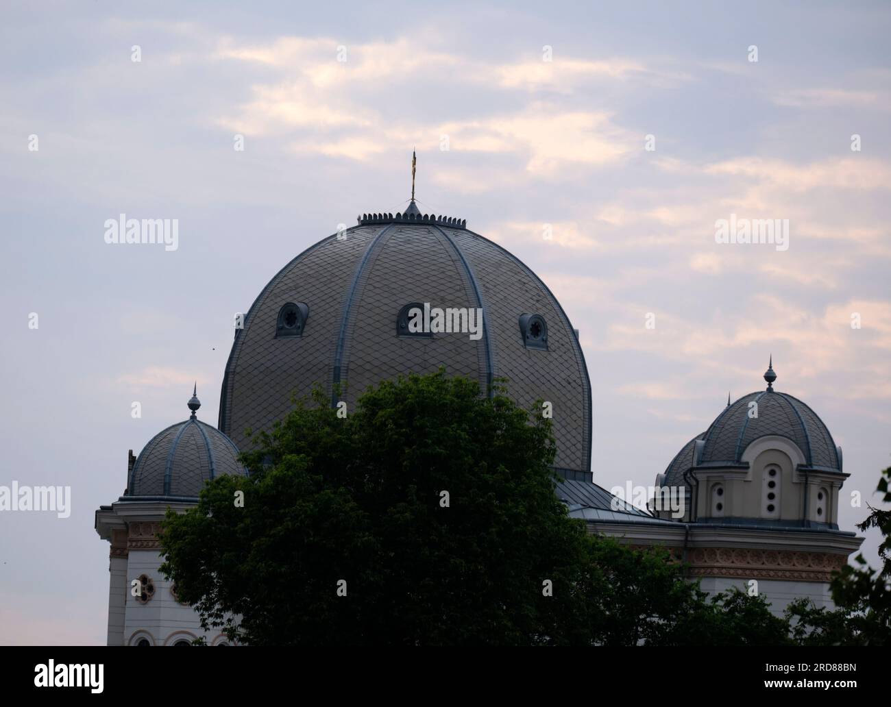 The synagogue from outside in the Beautiful city of Gyor in Hungaru ...